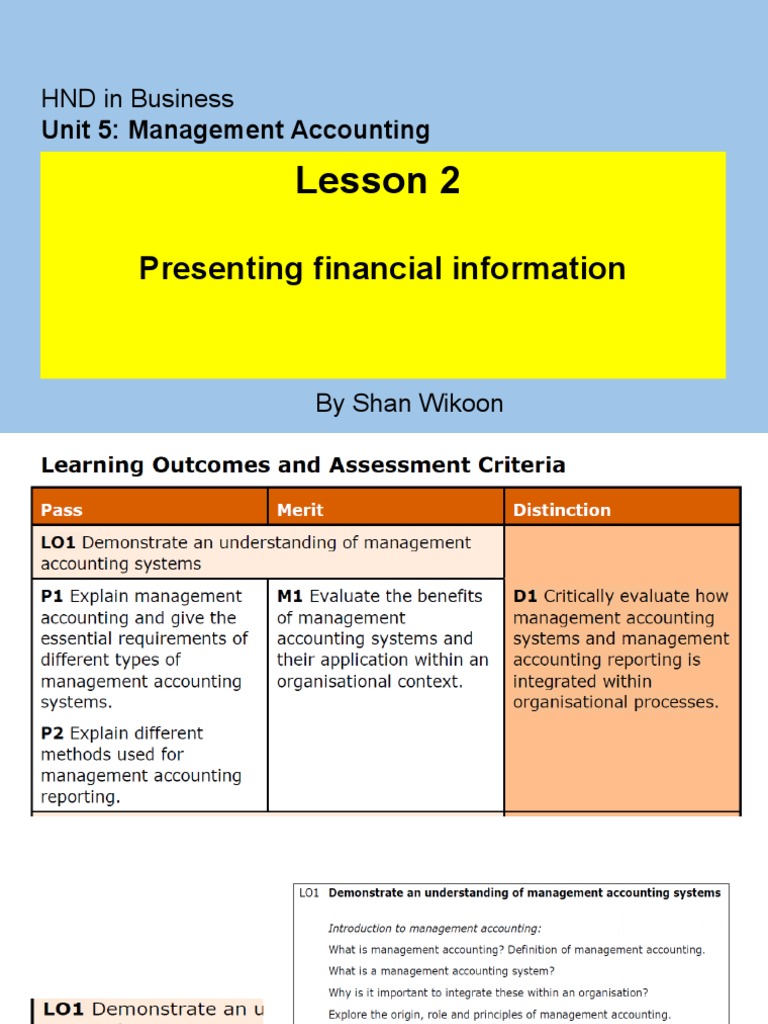 Lesson 3 HND in Business Unit 5 Management Accounting | Management ...