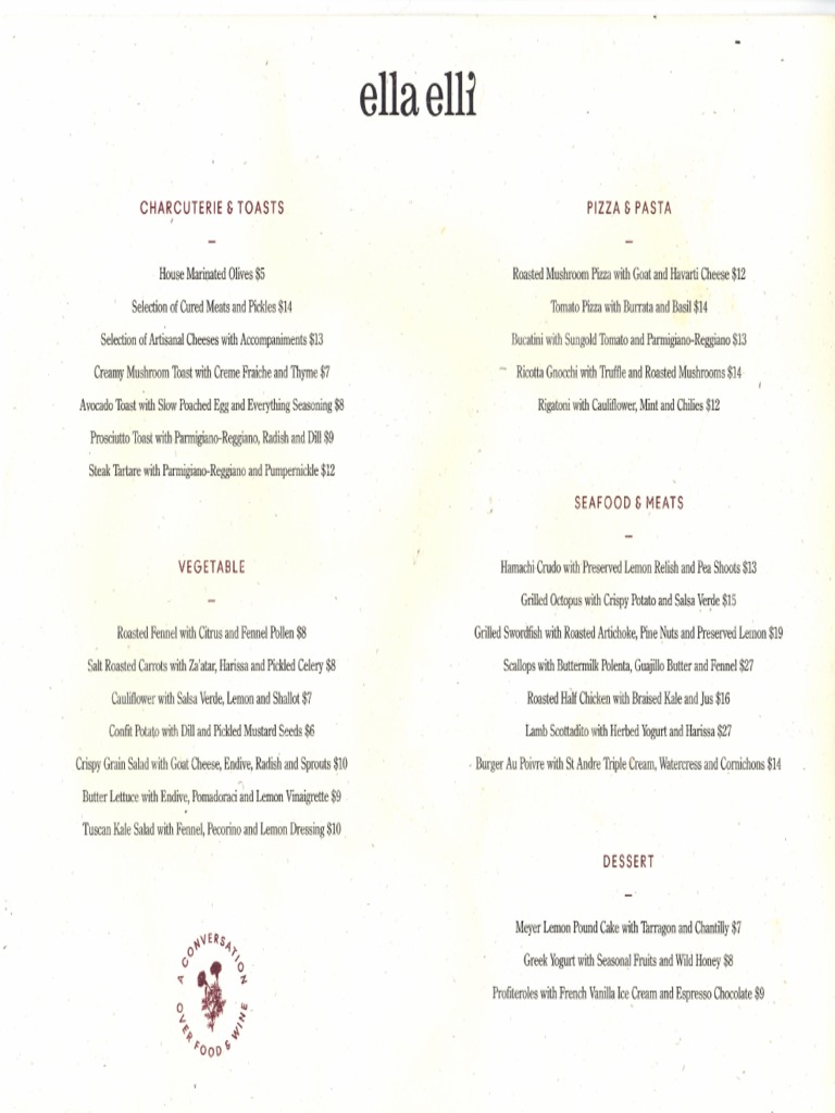Ella Elli Menu | PDF