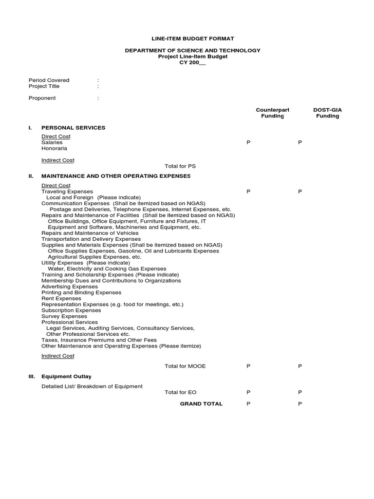 Line Item Budget Format | PDF | Expense | Industries