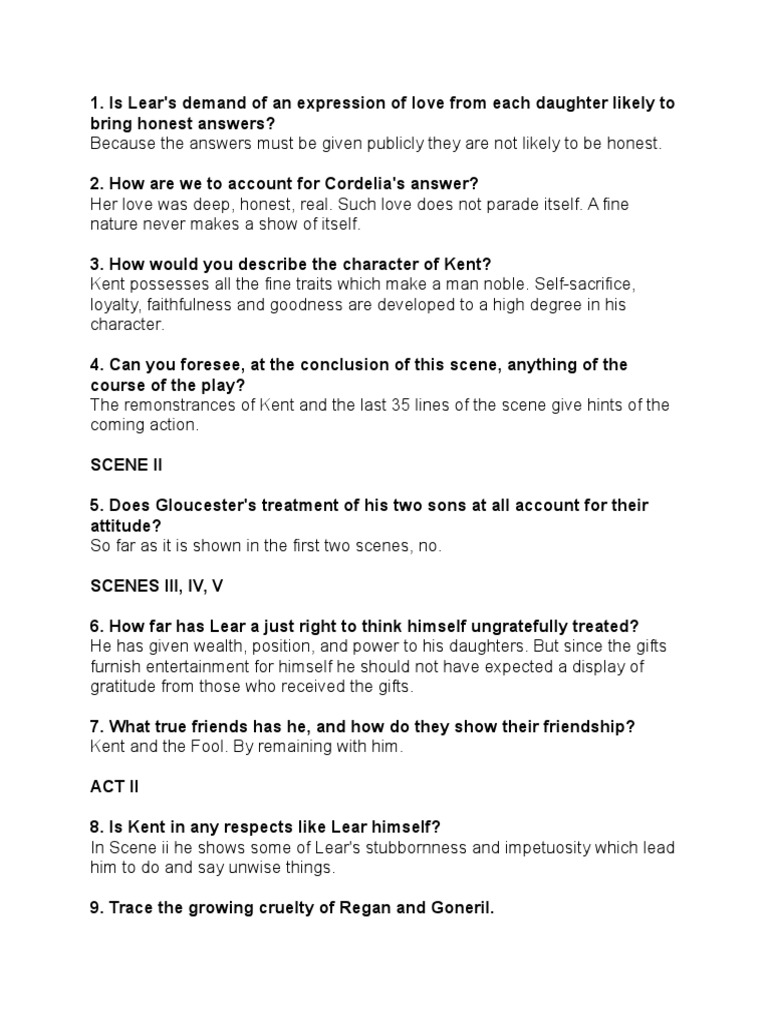 King Lear 1 | PDF | King Lear