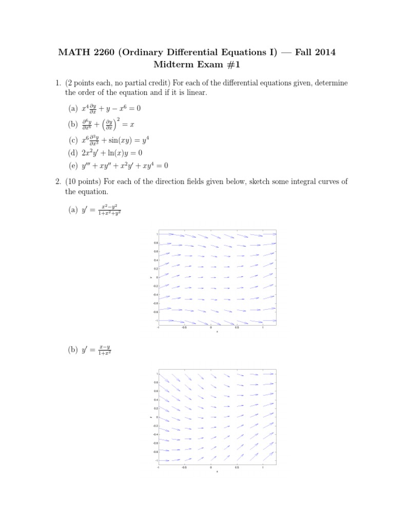 Differential Equations Exam Prep | PDF