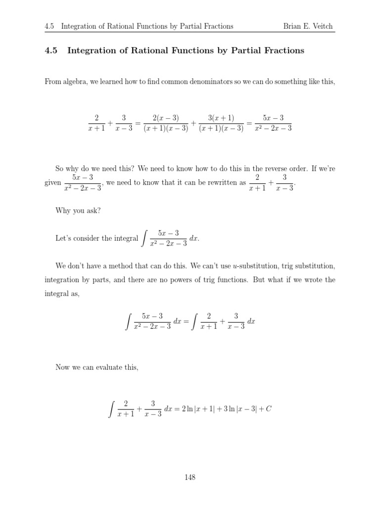 integration-partial-fractions.pdf | Fraction (Mathematics) | Numerical Analysis