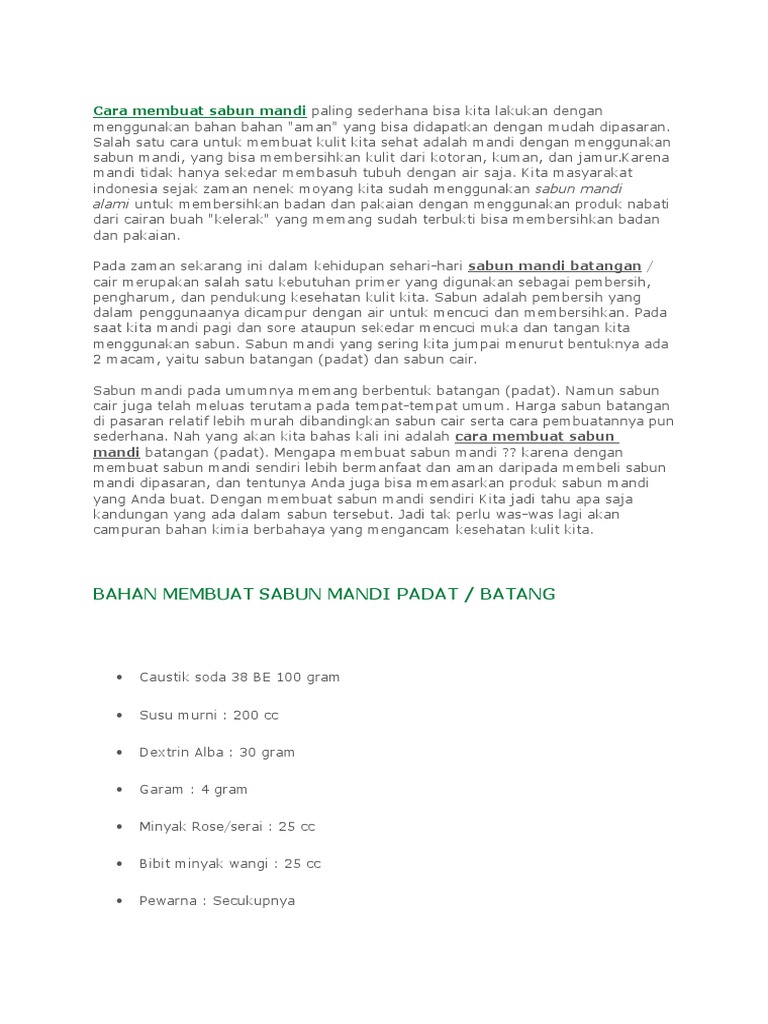 Cara Membuat Sabun Mandi | PDF