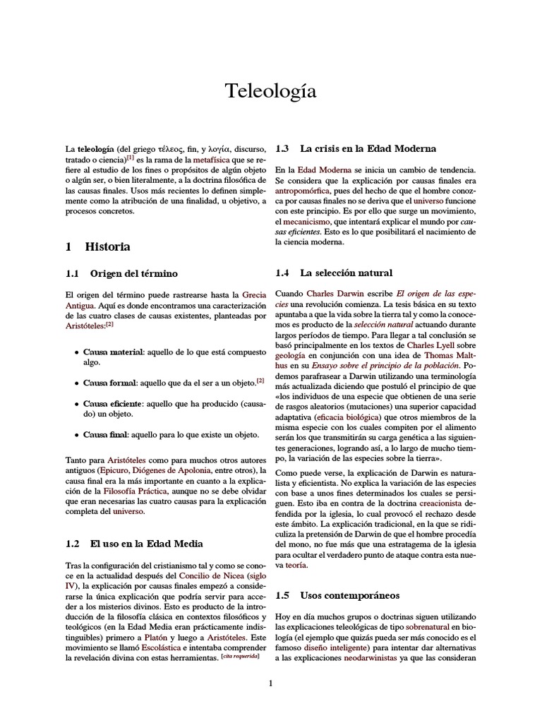 Introducción a la Teleología Filosófica | PDF | Verdad | Science