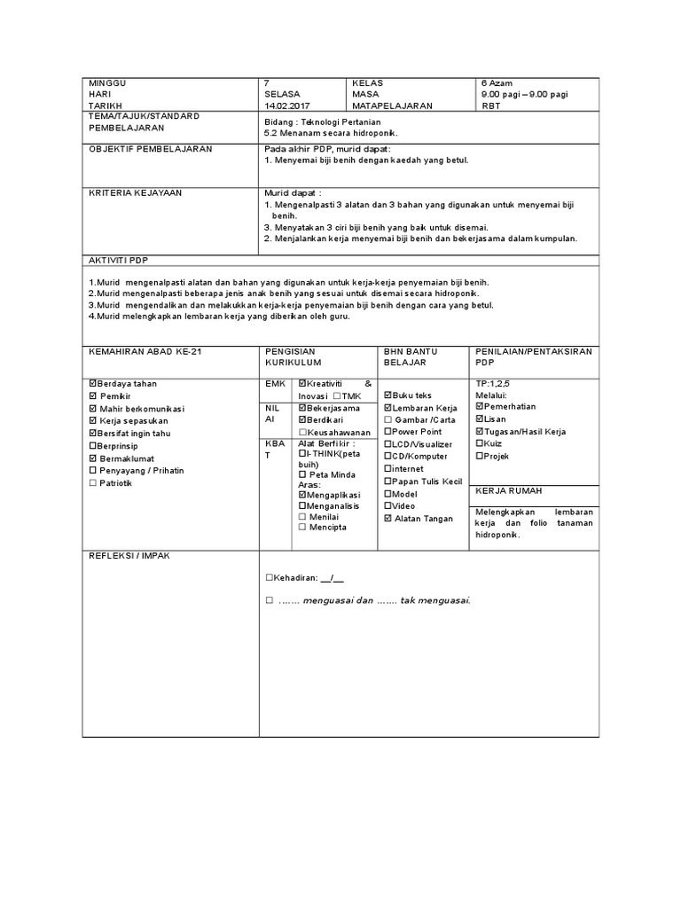 RPH RBT Tanaman Hidroponik | PDF