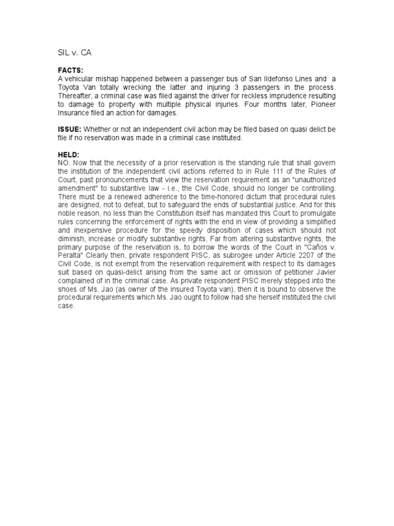Sil V. Ca: Facts | PDF