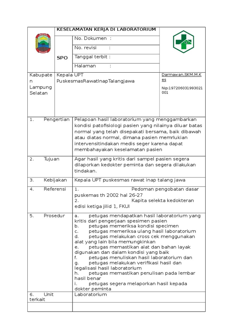 8.1.4.4 Pencatatan Hasil LB Yang Kritis | PDF