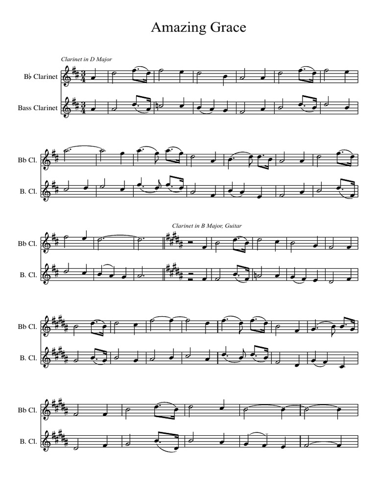Amazing Grace Clarinet Duet | Musical Instruments | Pitch (Music ...