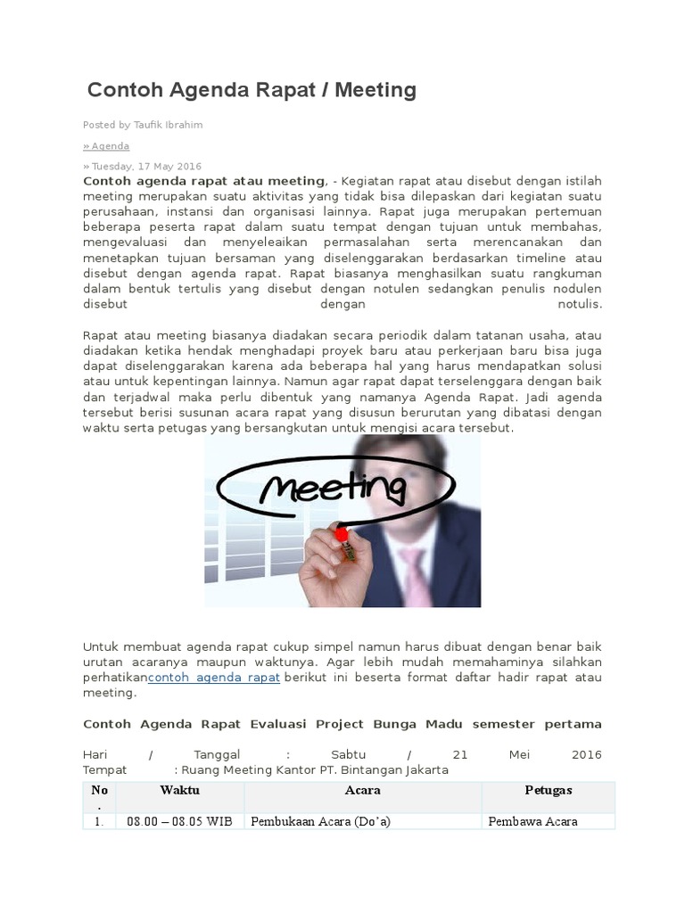 Contoh Agenda Rapat | PDF