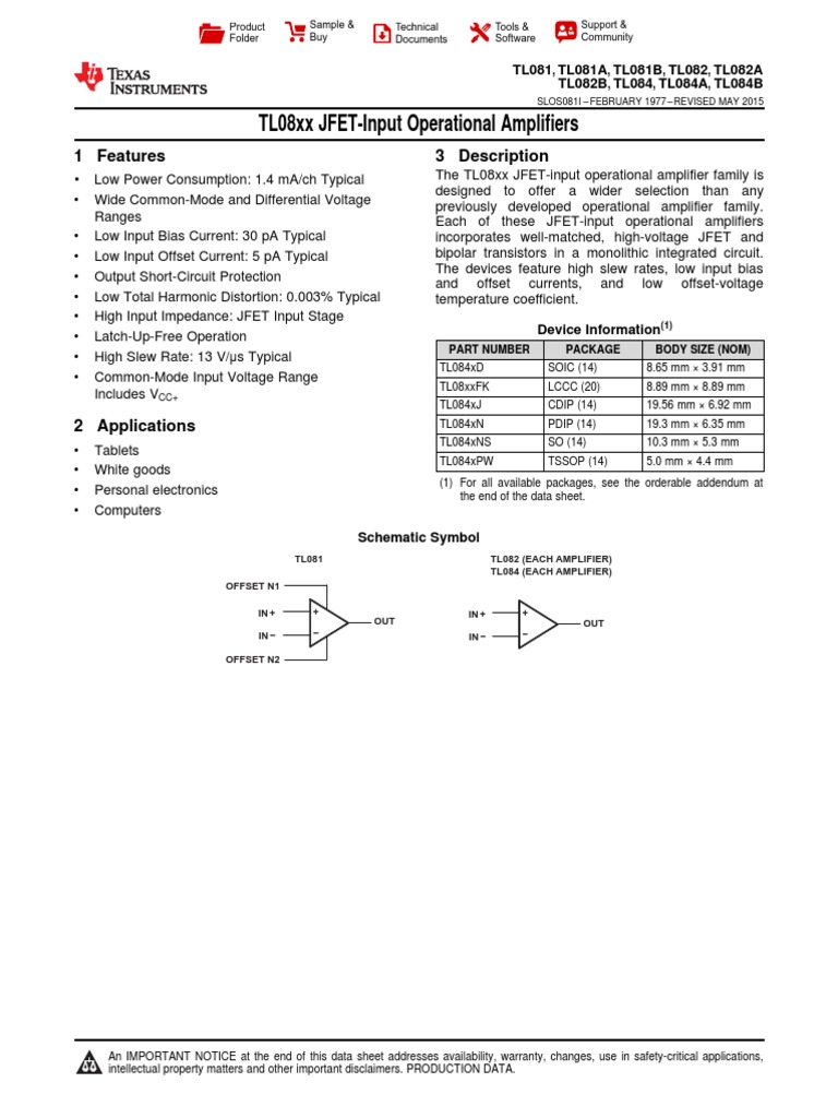 tl084 PDF | PDF | Amplifier | Electrostatic Discharge