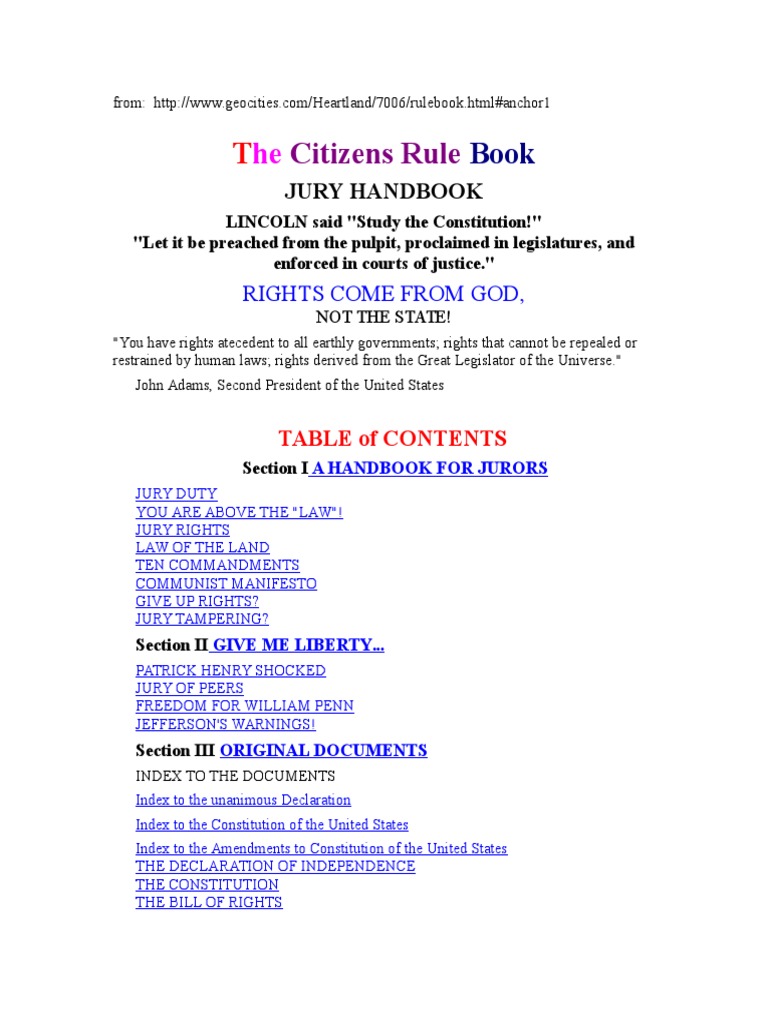 Citizen's Rule Book | PDF | United States Constitution | Natural And ...