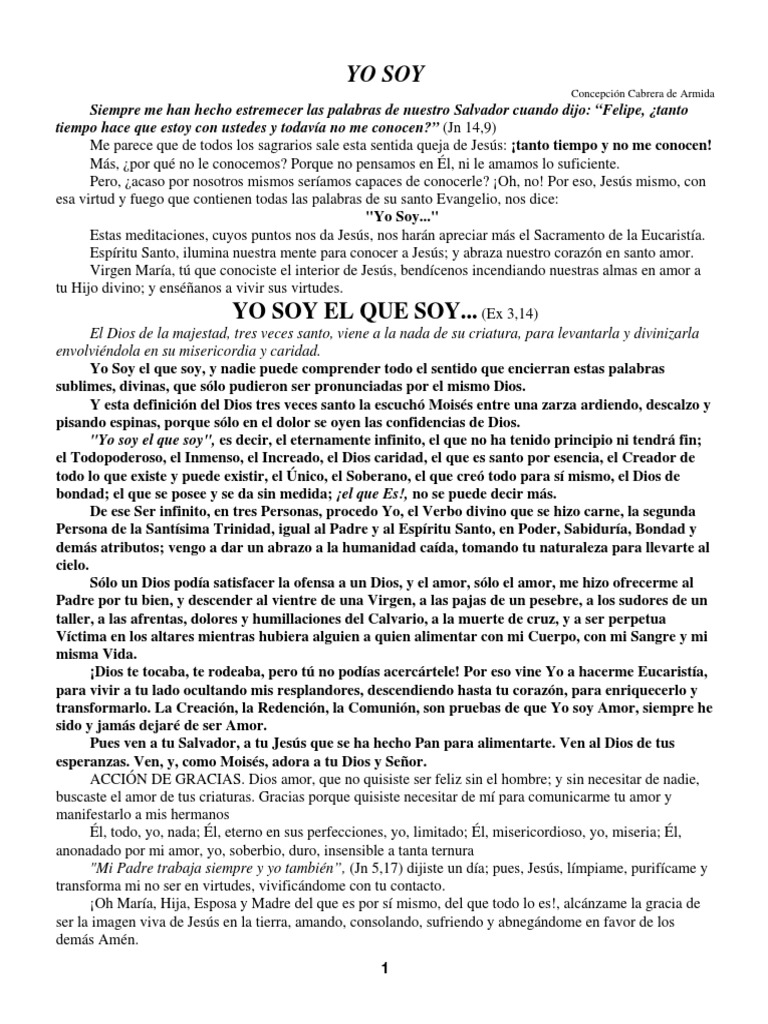 YO SOY - Conchita Cabrera de Armida PDF | PDF | eucaristía | espíritu Santo