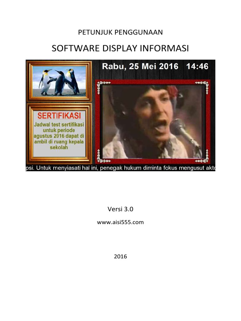 Petunjuk Penggunaan Display Informasi - 2016 | PDF