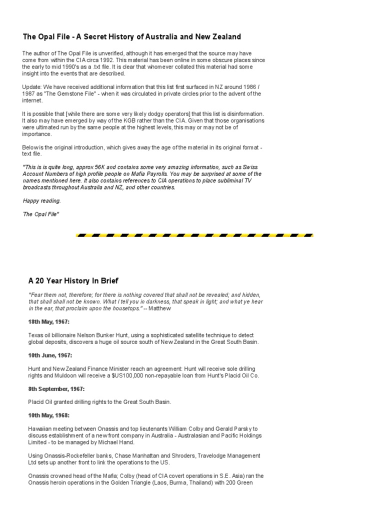 The Opal File - A Secret History of Australia and New Zealand | PDF