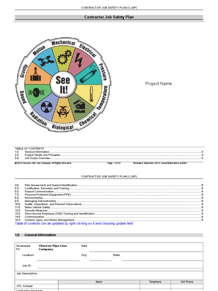 Contractor Job Safety Plan | PDF | Personal Protective Equipment ...