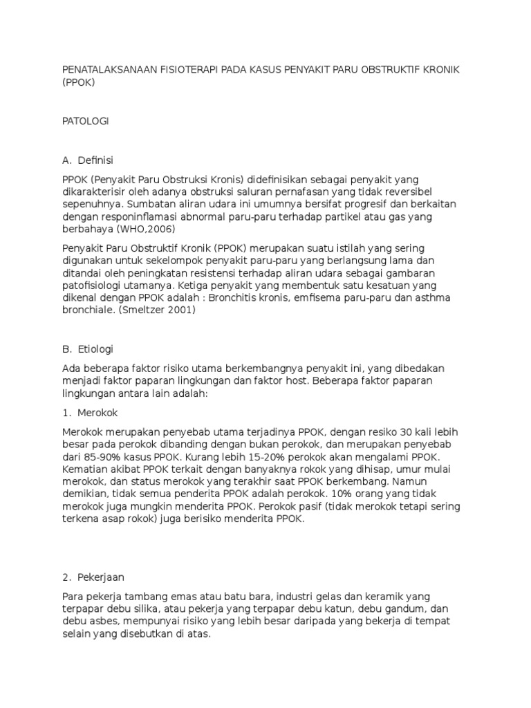 Penatalaksanaan Fisioterapi PPOK | PDF | Kesehatan Holistik