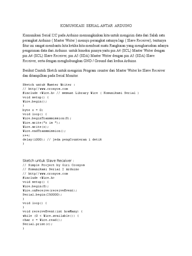 Komunikasi Serial Antar Arduino | PDF