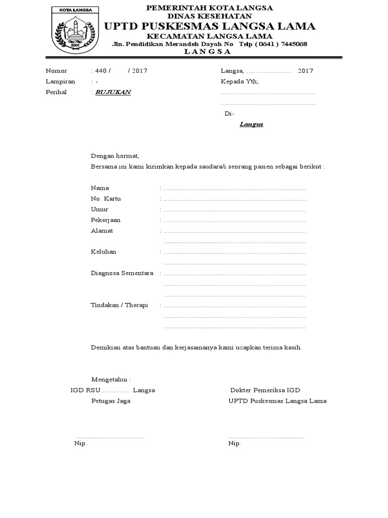 Form Rujukan Pasien IGD | PDF
