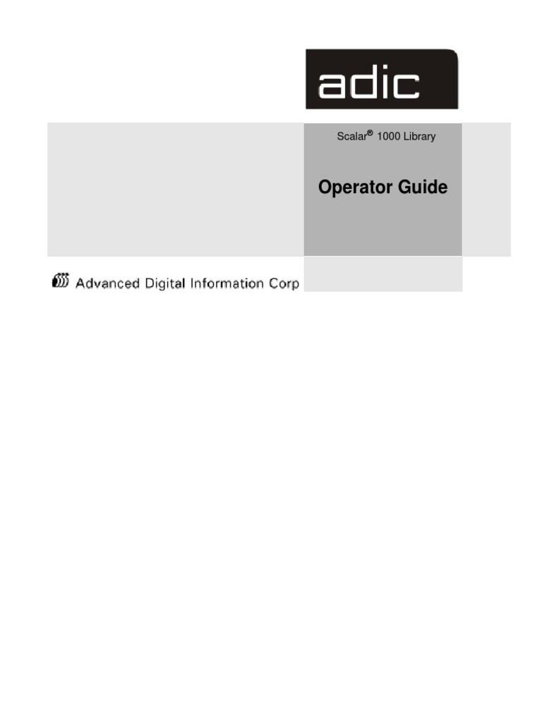 Operator Guide: Scalar 1000 Library | PDF | Copyright | Trademark