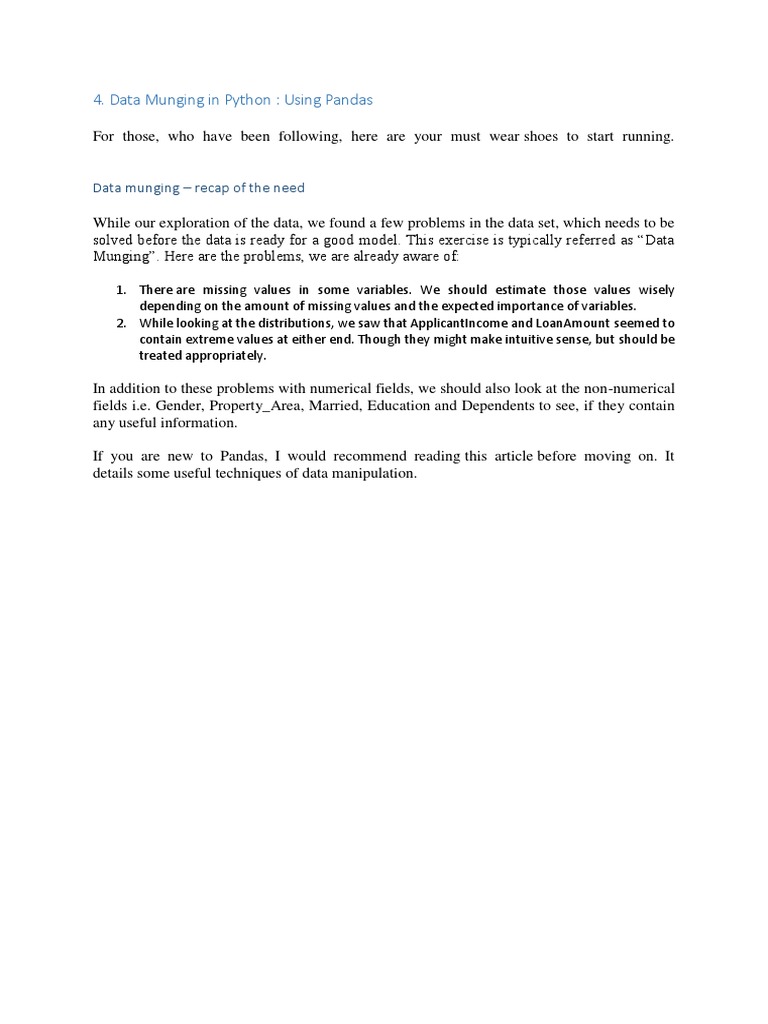Data Munging in Python: Using Pandas | PDF