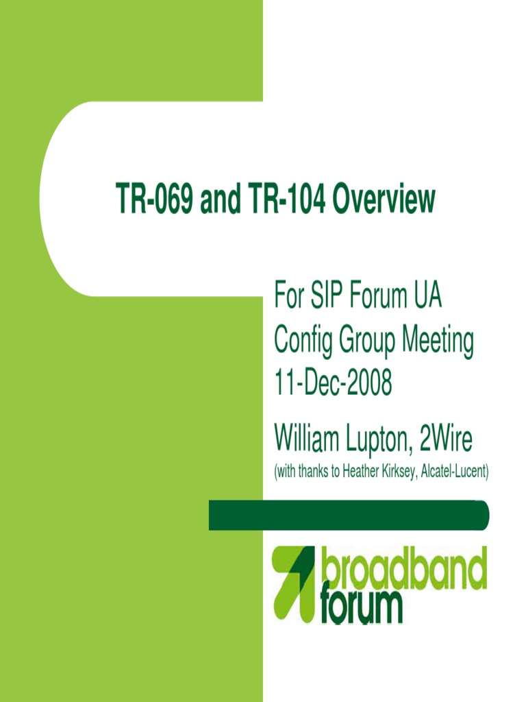 TR-069 + TR-104 SIP Forum Overview PDF | PDF | Voice Over Ip | Session ...