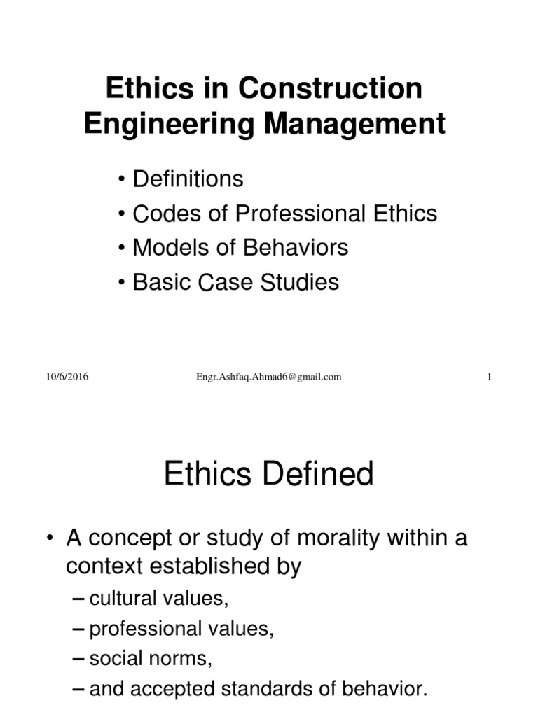 Ethics Construction Management | PDF | Professional Ethics | Profession