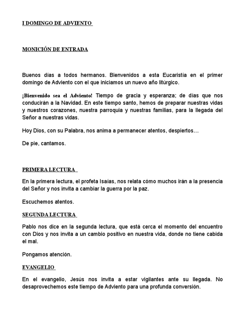 Moniciones CICLO A | PDF | Misa (liturgia) | eucaristía