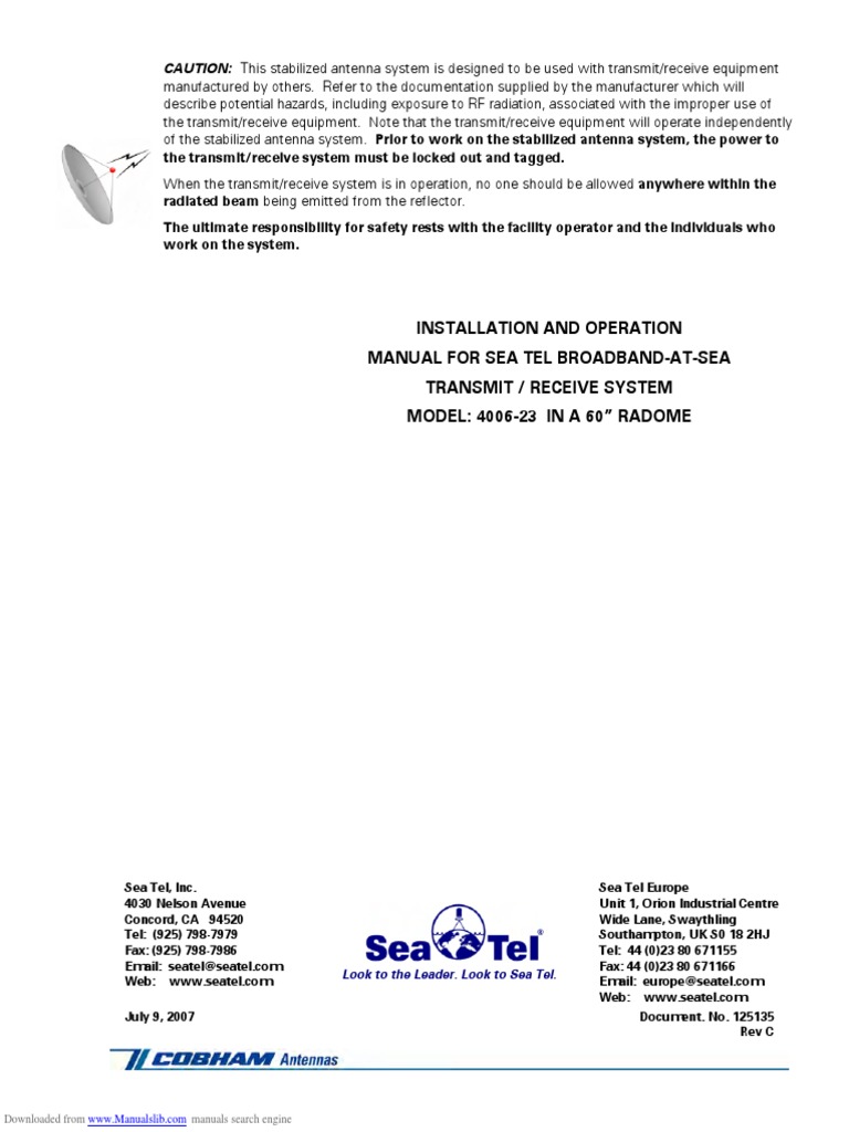 Installation and Operation Manual For Sea Tel Broadband-At-Sea Transmit ...