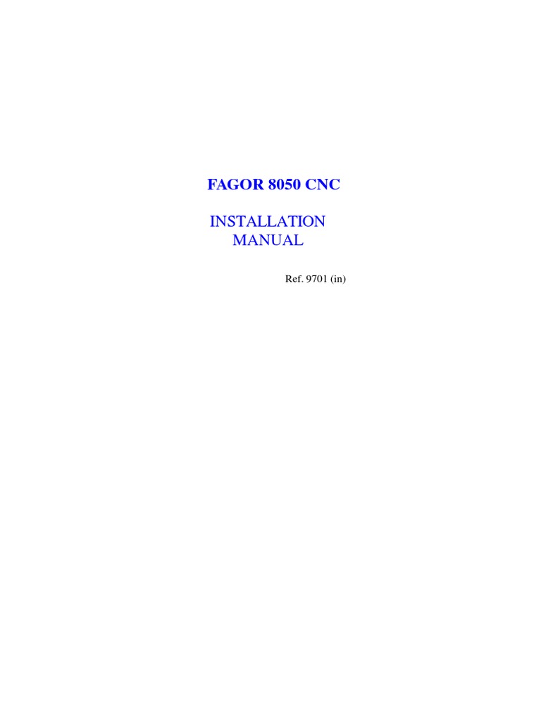 Fagor 8050 CNC Installation: Manual | PDF | Numerical Control ...