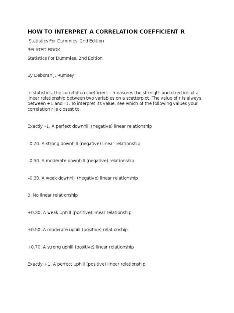 How To Interpret A Correlation Coefficient R | PDF | Correlation And ...