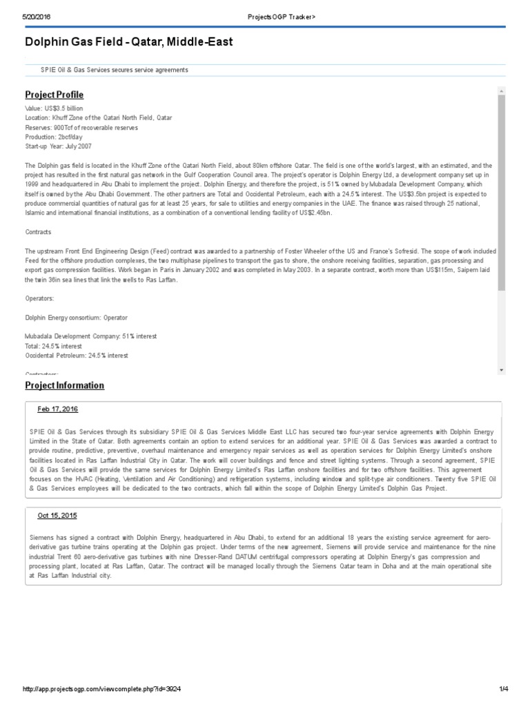 Dolphin Gas Field - Qatar, Middle-East | PDF | Fuel Gas | Natural Gas