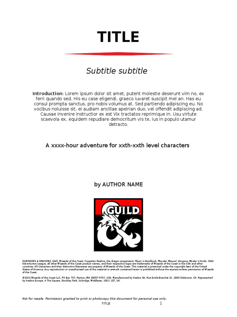 DMs Guild Creator Resource - Adventure Template Word97to2003 | PDF ...
