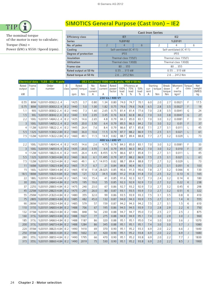 Siemens Motor.pdf | Torque | Temporal Rates