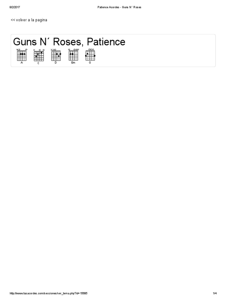 Patience Guitar Chords - Guns N' Roses | PDF | Art