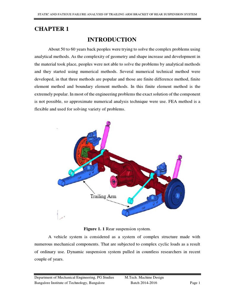 Static and Fatigue Failure Analysis of Trailing Arm Bracket of Rear ...