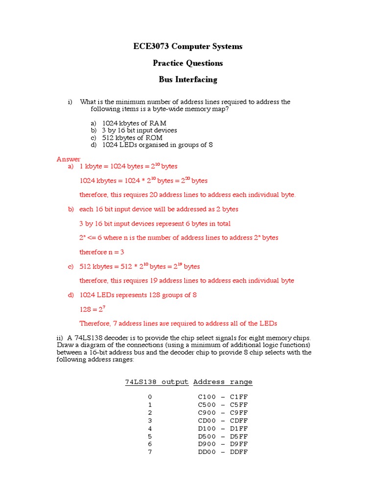 ECE3073 P4 Bus Interfacing Answers PDF | PDF | Input/Output | Random Access Memory