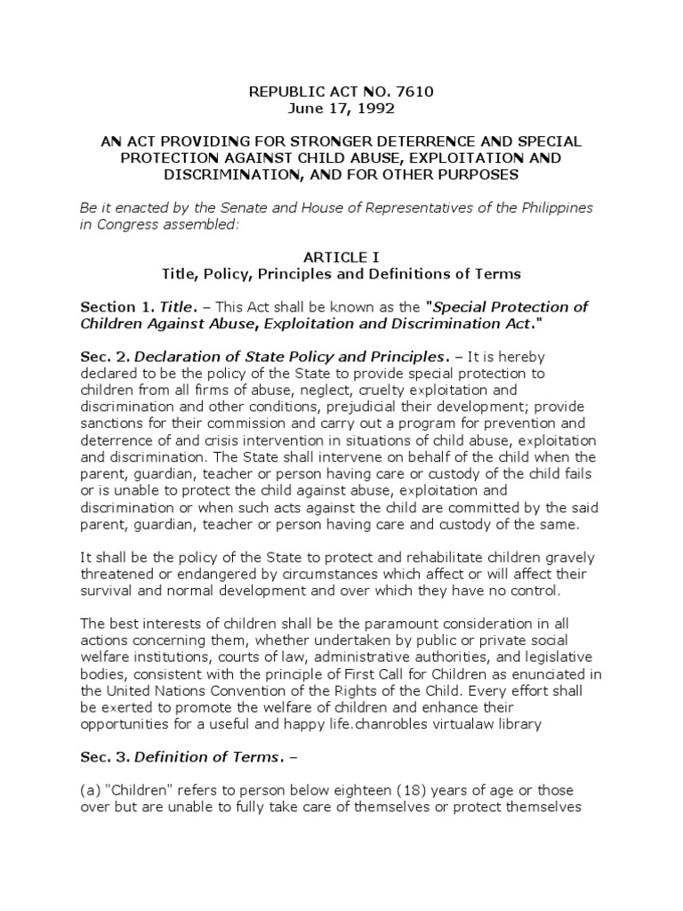 RA 7610 - Anti-Child Abuse Law | PDF | Obscenity | Human Trafficking