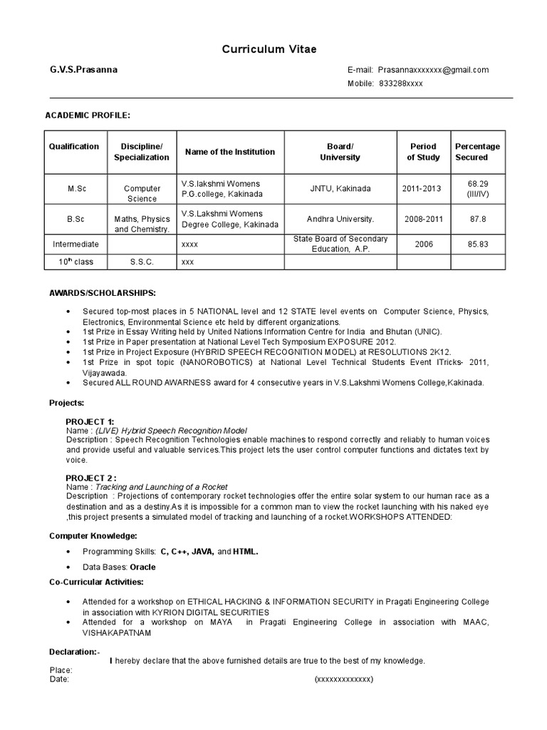Prasanna Resume Final | PDF | Science And Technology | Computing