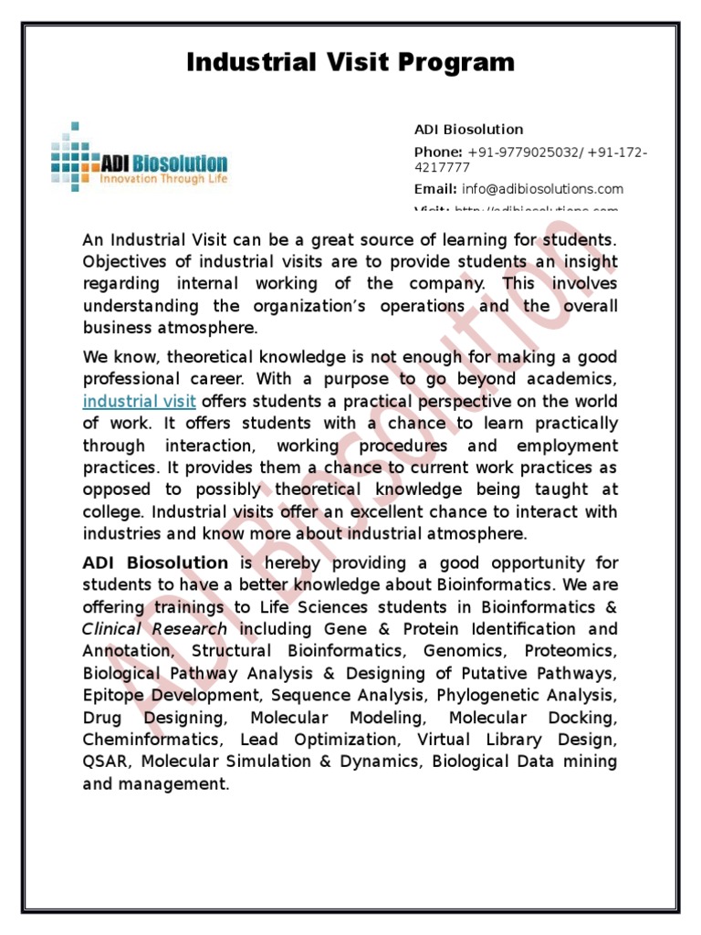 Industrial Visit Document | PDF