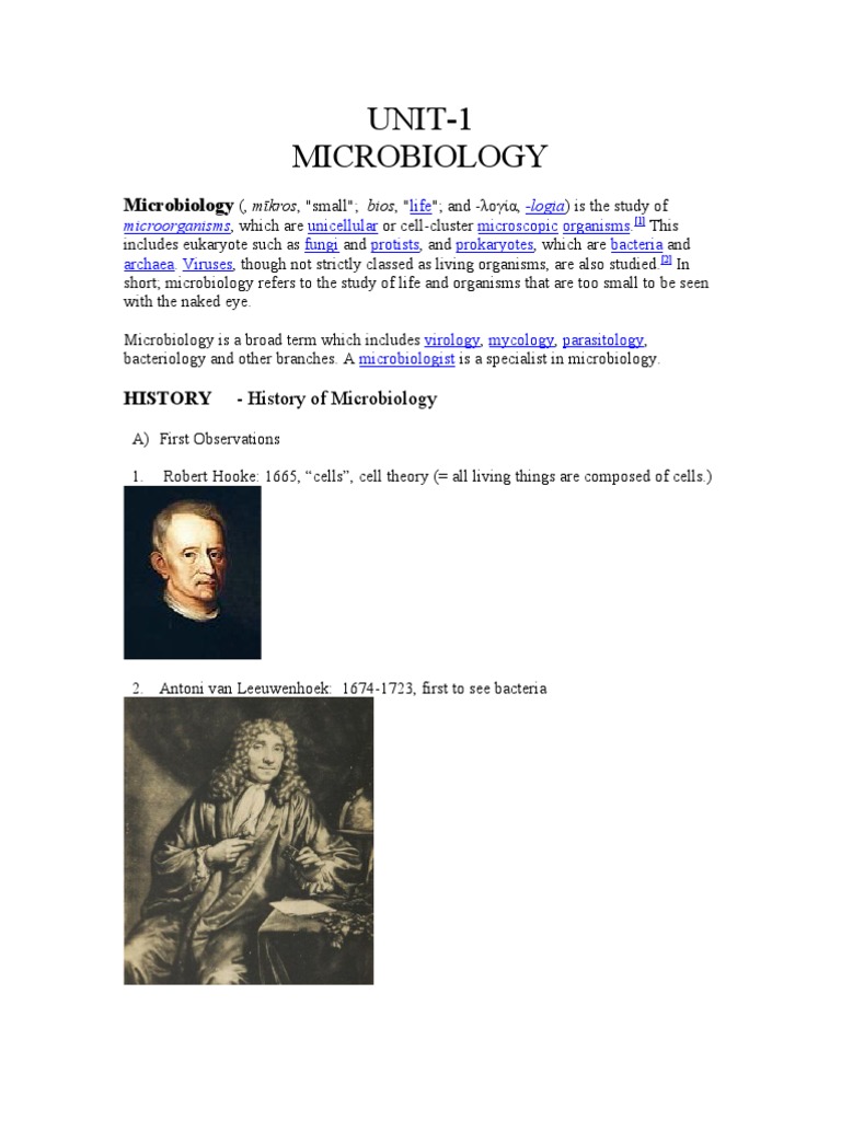 Unit 1 Microbiology | PDF | Microbiology | Microorganism