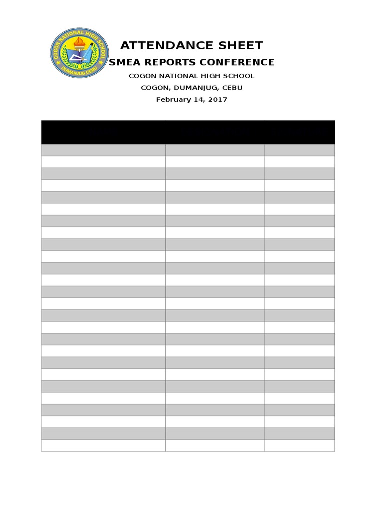 Attendance Sheet for SMEA Conference | PDF