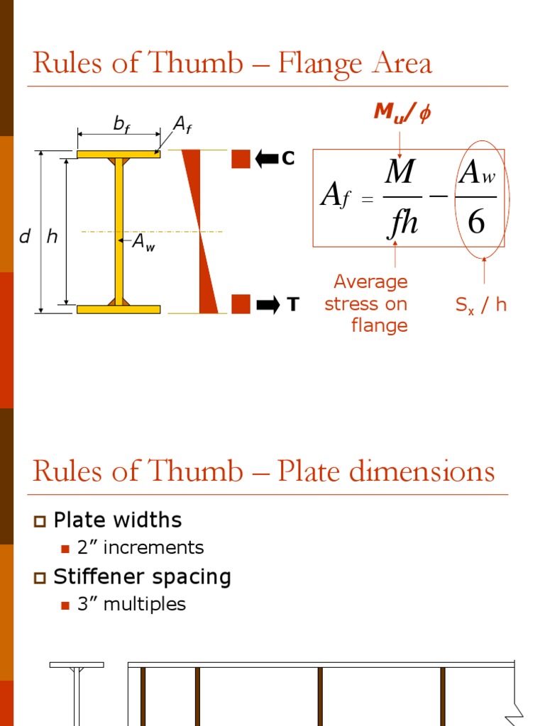 Rules of Thumb - Flange Area: A FH M A | PDF | Structural Steel | Welding