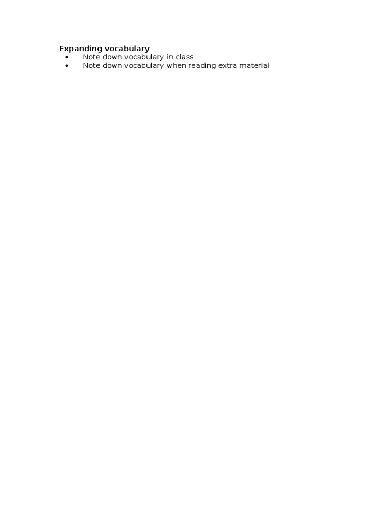 Note Down Vocabulary in Class Note Down Vocabulary When Reading Extra ...