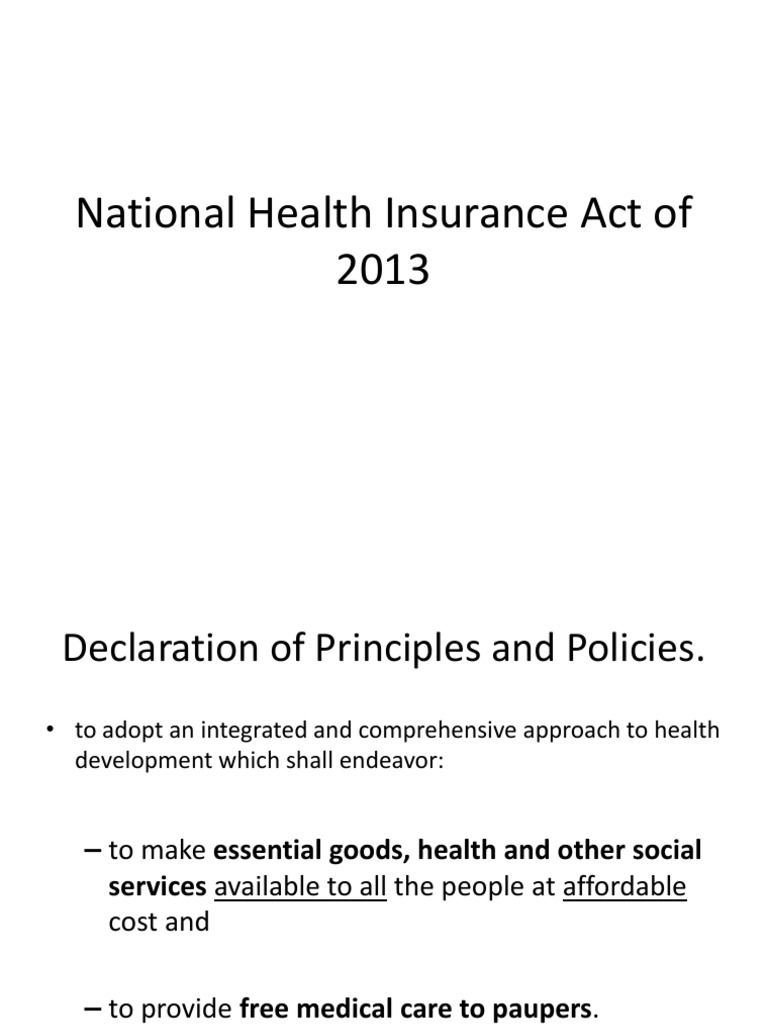 National Health Insurance Act of 2013 | PDF | Insurance | Health Care