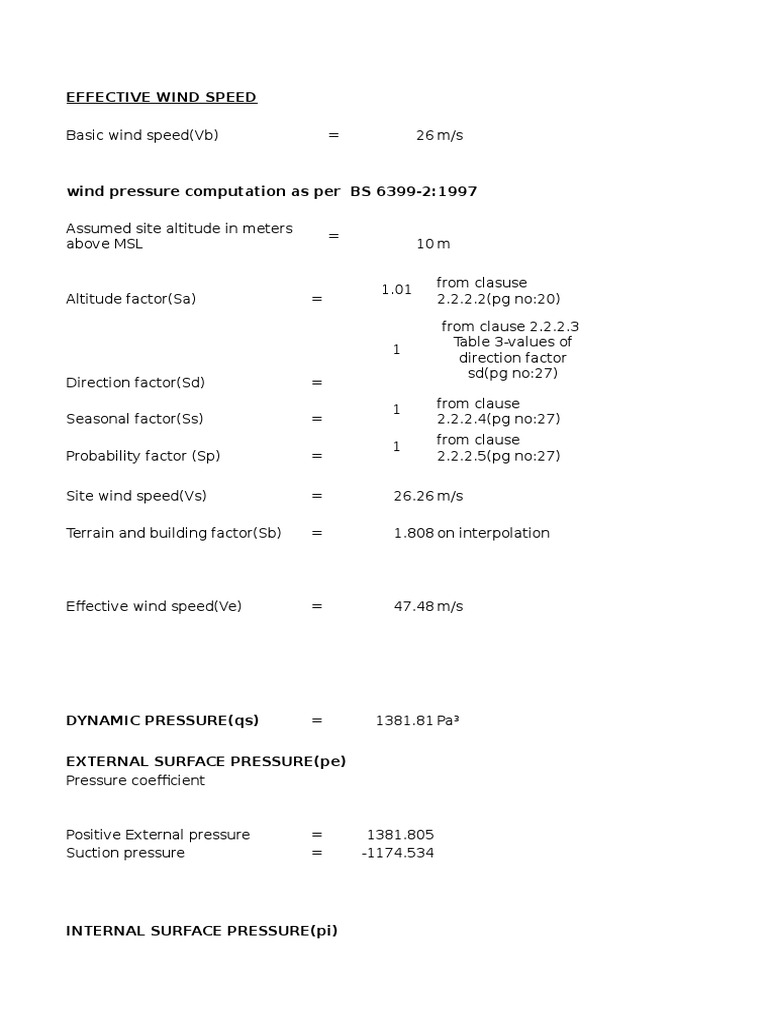 Wind Load Calc-BS 6399-2 | PDF | Wound | Pressure