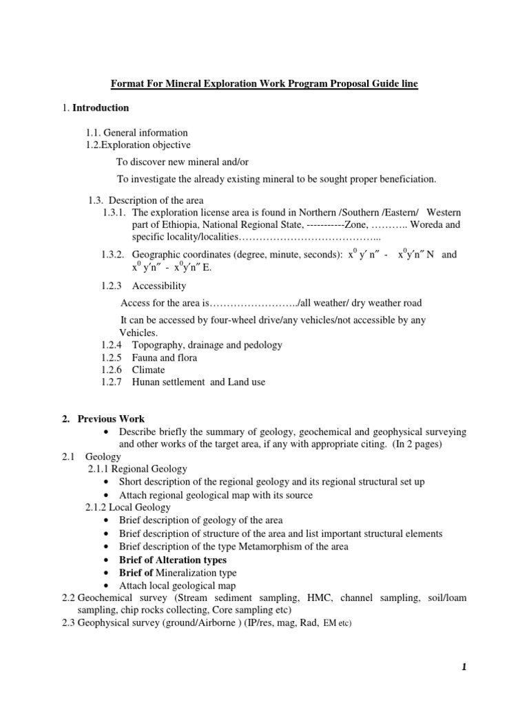 Exploration Metalic Work Program Guide Line | PDF | Geology | Geophysics