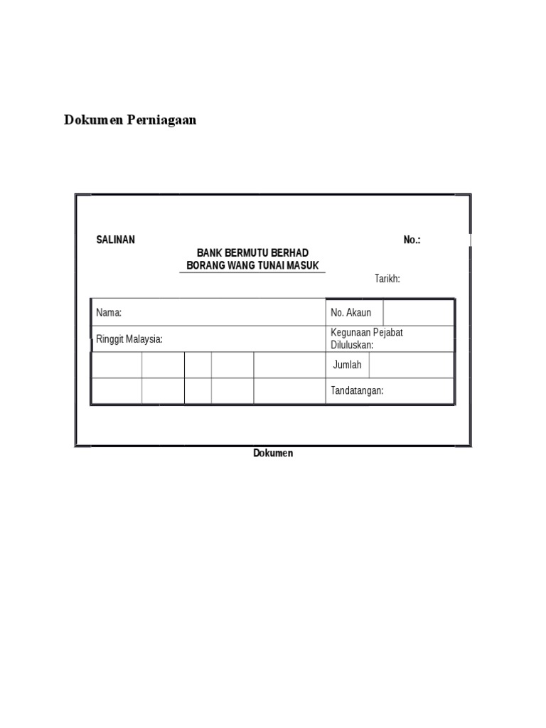 Slip Bank Borang Wang Masuk 2 | PDF