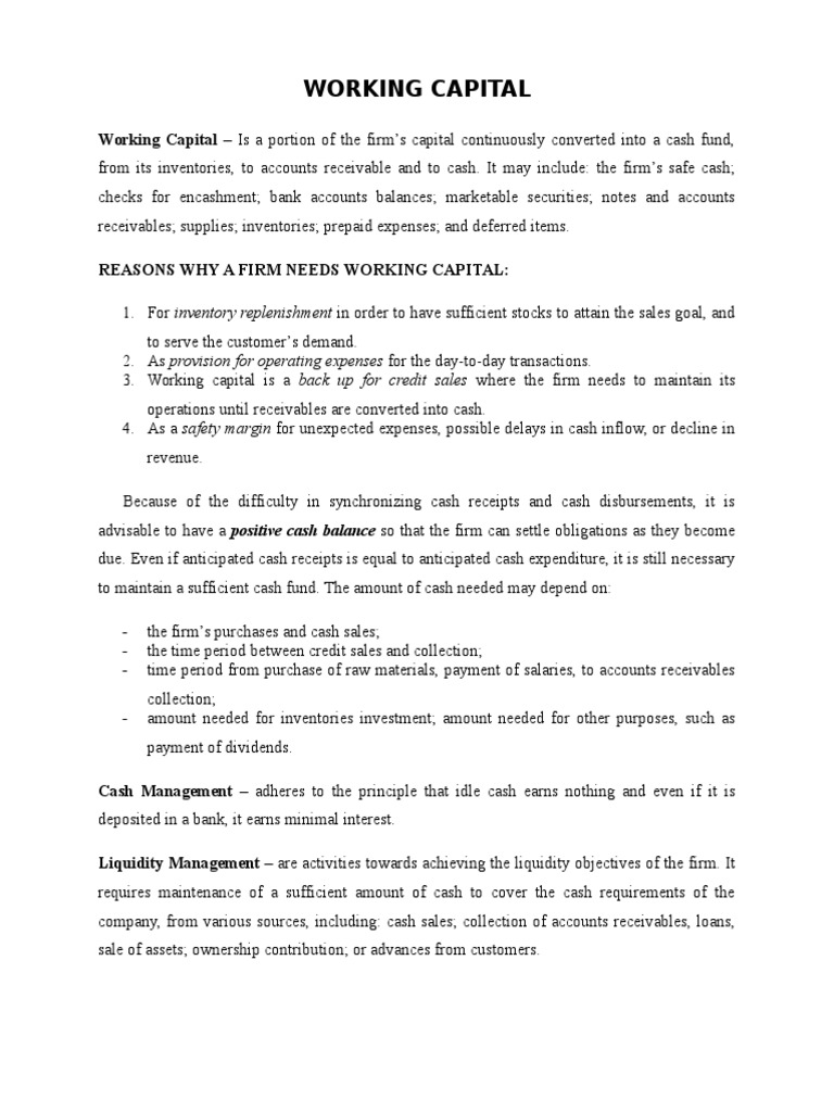 Working Capital and Cash Flow Essentials | PDF | Present Value | Interest