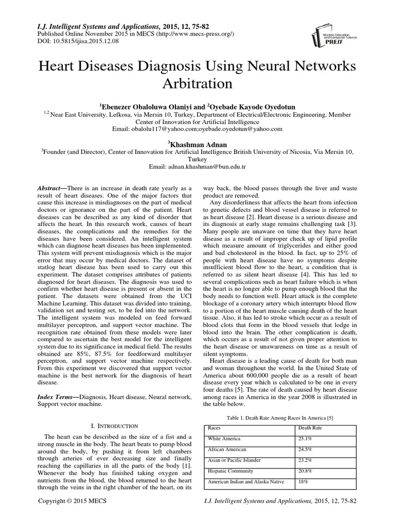 Ijisa V7 N12 8 | PDF | Artificial Neural Network | Sensitivity And ...