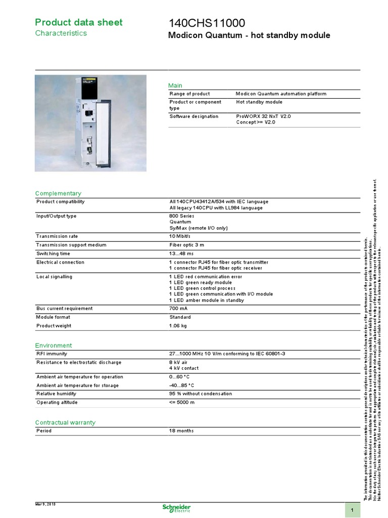 140CHS11000 Schneider Electric PDF | PDF | Optical Fiber | Input/Output